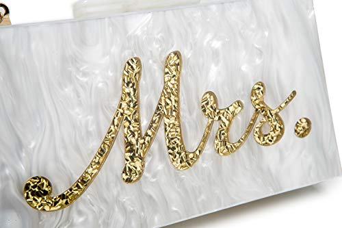 MRS Clutch Purse Women Evening Handbag Acrylic Clutch Bag for Bride Party GLD