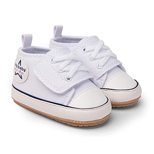 RVROVIC Baby Boys Girls Shoes Canvas Toddler Sneakers Anti-Slip Infant First Walkers 0-18 Months(0-6 Months Infant,2-White)