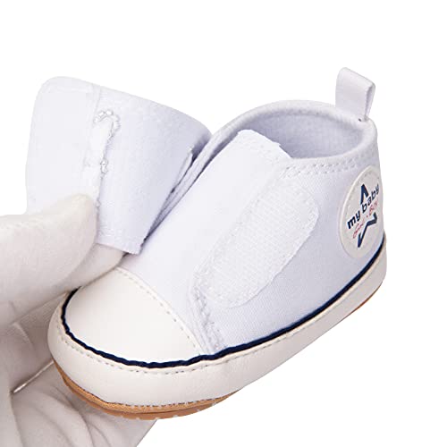 RVROVIC Baby Boys Girls Shoes Canvas Toddler Sneakers Anti-Slip Infant First Walkers 0-18 Months(0-6 Months Infant,2-White)