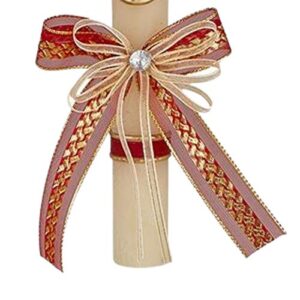 Confirmed in Christ Confirmation Taper Candle, Hand Decorated with Red Ribbon and Dove, Catholic Gifts, 9.75 Inches