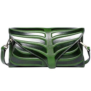 pijushi womens designer leaf clutch purse leather shoulder crossbody bag for women (22290 green)