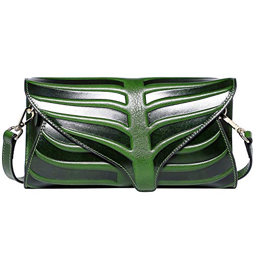 PIJUSHI Womens Designer Leaf Clutch Purse Leather Shoulder Crossbody Bag for Women (22290 Green)