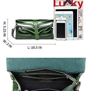 PIJUSHI Womens Designer Leaf Clutch Purse Leather Shoulder Crossbody Bag for Women (22290 Green)