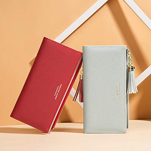 Wallets for Women Leather Cell Phone Case Holster Bag Long Slim Credit Card Holder Cute Minimalist Coin Purse Thin Large Capacity Zip Clutch Handbag Wallet for Girls and Boys Ladies (Black)