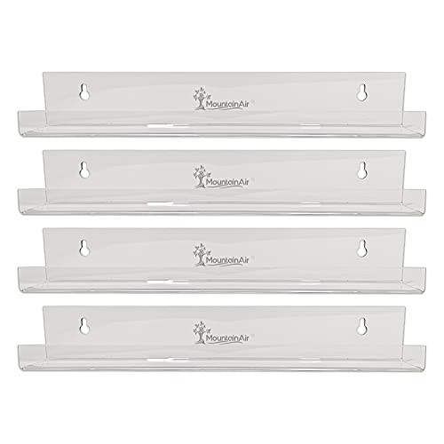 12'' Clear Vinyl Record Shelf - Wall Mount Vinyl Storage - Transparent Vinyl Record Holder - Easy Install Acrylic Album Storage for Home or Studio – Office Home Display Shelves (Pack of 4)