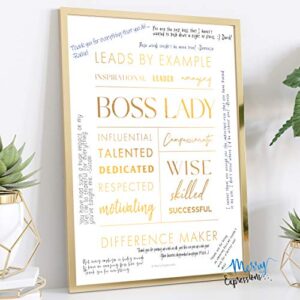 Merry Expressions Boss Lady Desk and Wall Art with Metal Frame - Boss Lady Office Décor, Boss Lady Gift with Boss Lady Quote (Gold, 7" x 9")