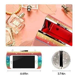 GripIt Rainbow Rhinestone Evening Handbags Ladies Colorful Clutch Bag Purses for Women with Golden Chain for Party Prom