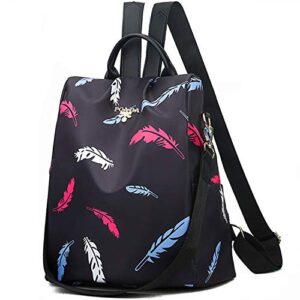 women’s anti-theft backpack purse small daypack schoolbag girls shoulder bags (colored feather)