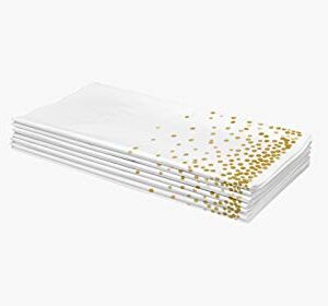 White Plastic Tablecloths - 12 Pack - 54 X 108 | Gold Dot Disposable Tablecloths | Plastic Tablecloth | White Tablecloths | Plastic Table Cover | Paper Tablecloths For Bbq, Party, Fine Dining, Wedding