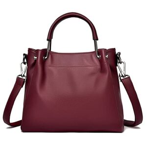 chikencall women purses and handbags soft leather shoulder bag ladies work shopper top handle satchels tote bag burgundy