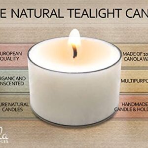 Hyoola Pure Tealight Candles - 100% Natural Candles Non Toxic - 7 Hour Vegan Tea Lights Candles in Clear Cup - 40 Pack