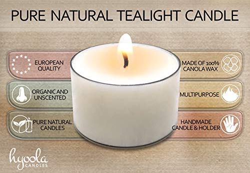 Hyoola Pure Tealight Candles - 100% Natural Candles Non Toxic - 7 Hour Vegan Tea Lights Candles in Clear Cup - 40 Pack