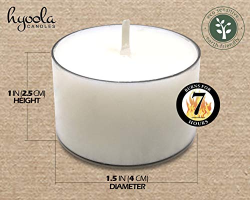 Hyoola Pure Tealight Candles - 100% Natural Candles Non Toxic - 7 Hour Vegan Tea Lights Candles in Clear Cup - 40 Pack