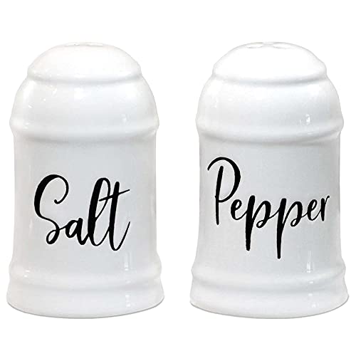 Home Acre Designs Salt and Pepper Shakers set Farmhouse Kitchen Decor Ceramic Salt Shaker -White Salt and Pepper Shaker - Wedding Registry Ideas Gifts Rustic Salt and Pepper Set Holder Table Decor