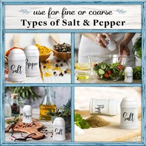 Home Acre Designs Salt and Pepper Shakers set Farmhouse Kitchen Decor Ceramic Salt Shaker -White Salt and Pepper Shaker - Wedding Registry Ideas Gifts Rustic Salt and Pepper Set Holder Table Decor