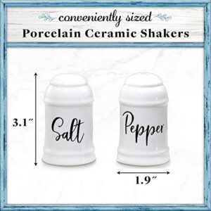 Home Acre Designs Salt and Pepper Shakers set Farmhouse Kitchen Decor Ceramic Salt Shaker -White Salt and Pepper Shaker - Wedding Registry Ideas Gifts Rustic Salt and Pepper Set Holder Table Decor