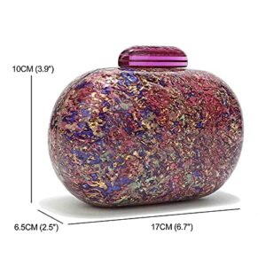 WuYangSto Small Clutch Purses for Women Prom Acrylic Evening Bags with Gold Chain (Purple)