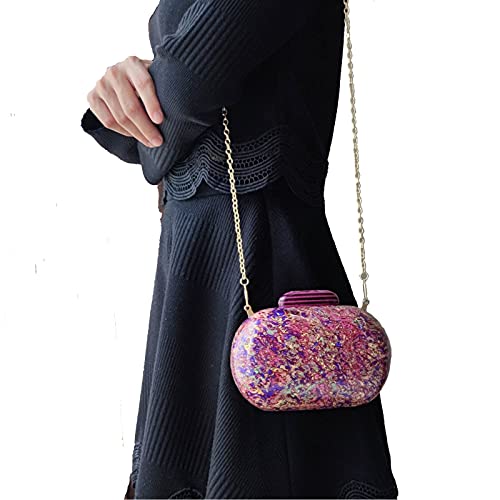 WuYangSto Small Clutch Purses for Women Prom Acrylic Evening Bags with Gold Chain (Purple)