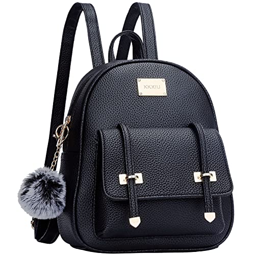 KKXIU Women Small Backpack Purse Convertible Leather Mini Daypacks Crossbody Shoulder Bag For Girls (Z-Black)