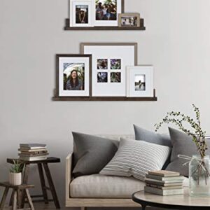 Kate and Laurel Bordeaux Farmhouse Gallery Floating Shelf and Wall Frame Kit, Set of 8, Multiple Finishes, Assorted Size Frames and Two Display Shelves