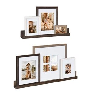 Kate and Laurel Bordeaux Farmhouse Gallery Floating Shelf and Wall Frame Kit, Set of 8, Multiple Finishes, Assorted Size Frames and Two Display Shelves