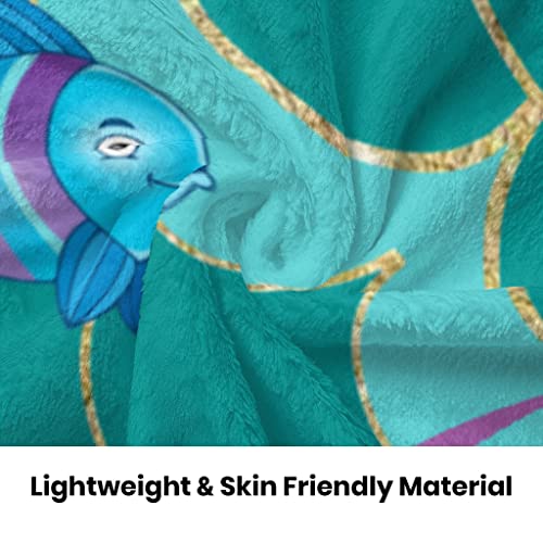 YRAQLVU Mermaid Throw Blankets, Mermaid Tail Soft Fleece Cozy Blankets Couch Bed Decor, Plush Fuzzy Flannel Blanket for Girls Women 50x60 inches