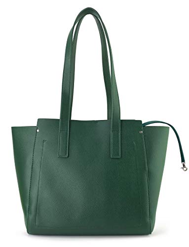 Women Tote Multiple Pockets Organized Shoulder Handbag for Work and Weekend, Office Lady Leather Bag (Green)