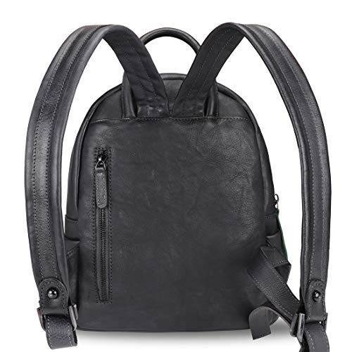 Genuine Leather Backpack Purse for Women Vintage Casual Daypack College School Bag Handmade Cowhide Western Rucksack Bookbag (Grey)