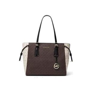 michael michael kors voyager medium top zip tote (black multi)