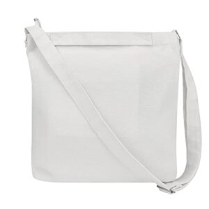 Muka Canvas Shoulder Bag with Zipper, White Hobo Crossbody Handbag Casual Tote