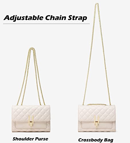 YXBQueen Chain Purse Quilted Handbags for Women Crossbody Bags Quilted Chain Crossbody Bag White