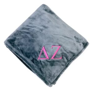 go greek chic delta zeta embroidered plush throw blanket