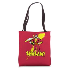 justice league shazam! lightning bolt tote bag