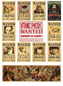 one piece wanted posters set of 10 pieces(40cm x 28.5cm) +1 piece family portraits(101cm x 27cm) for bedroom