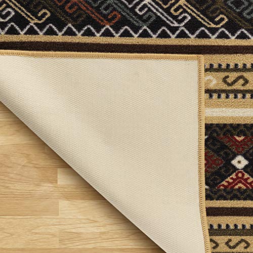 Antep Rugs Alfombras Non-Skid (Non-Slip) 5x7 Rubber Backing Moroccan Geometric Low Profile Pile Indoor Area Rugs (Beige, 5' x 7')