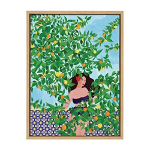 kate and laurel sylvie sevilla girl framed canvas wall art by maja tomljanovic, 18×24 natural, relaxing nature art for wall