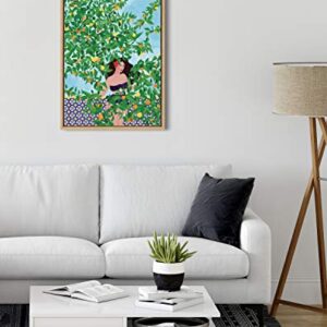 Kate and Laurel Sylvie Sevilla Girl Framed Canvas Wall Art by Maja Tomljanovic, 18x24 Natural, Relaxing Nature Art for Wall