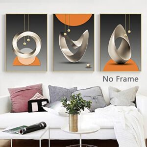 Bfgsrtcbox Orange Boho Canvas Wall Art Orange Geometric Abstract Geometric Painting Modern Geometric Wall Art Poster Orange Grey Orange Abstract Poster Orange and Grey Art 20x28inchx3 No Frame