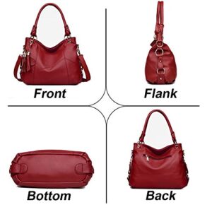 2022 Women's Tote Shoulder Bag Purses and Handbag for Women Satchel Shoulder Bags Handle Bag Leather tassel（Red）