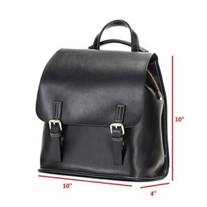 JeHouze Women Soft Leather Shoulder Purse Backpack Antitheft Rucksack Vintage Ladies Bag (Black)