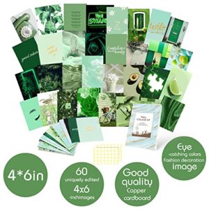 TE SIER 60PCS Green Wall Collage Kit,Green Aesthetic Pictures,Room Decor for Bedroom Aesthetic,Wall Art Posters for Room - Teen Room Décor,Art Pictures,Photo Collection