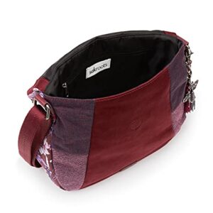 Sakroots Foldover Crossbody Bag in Cotton Canvas, Cabernet in Bloom