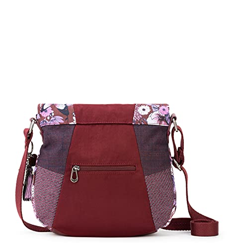 Sakroots Foldover Crossbody Bag in Cotton Canvas, Cabernet in Bloom