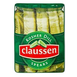 Claussen Kosher Dill Pickles Plush Throw Blanket | Cozy Sherpa Wrap Covering for Sofa, Bed | Super Soft Lightweight Fleece Blanket | Geeky Home Decor | 45 x 60 Inches