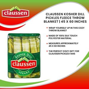 Claussen Kosher Dill Pickles Plush Throw Blanket | Cozy Sherpa Wrap Covering for Sofa, Bed | Super Soft Lightweight Fleece Blanket | Geeky Home Decor | 45 x 60 Inches