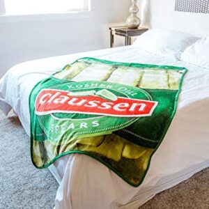 Claussen Kosher Dill Pickles Plush Throw Blanket | Cozy Sherpa Wrap Covering for Sofa, Bed | Super Soft Lightweight Fleece Blanket | Geeky Home Decor | 45 x 60 Inches