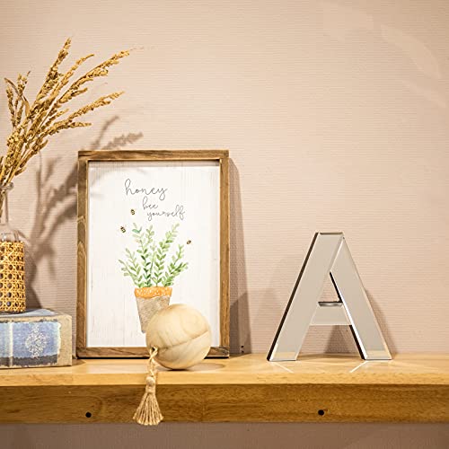 COLLECTIVE HOME - 7-inch Tall Mirrored Glass and Wood Decorative Letter, Home-Bedroom-Office Wall Décor. Perfect Fun Gift to Encourage Girls, Young Ladies & Teens. (A)