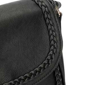 KKXIU Casual Flap Saddle Crossbody Bags for Women Purses and Handbags with Tassel (Z-Black)