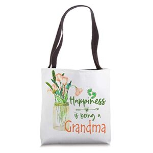 womens happiness is being a grandma cute florals gifts tote bag