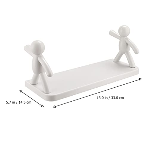 DOITOOL 2pcs Floating Shelves Wall Mounted Figure Ledge Display Plastic Wall Shelf Stick On Damage Free Removable Hanging Rack Wall Decor for Kitchen Bathroom Living Room